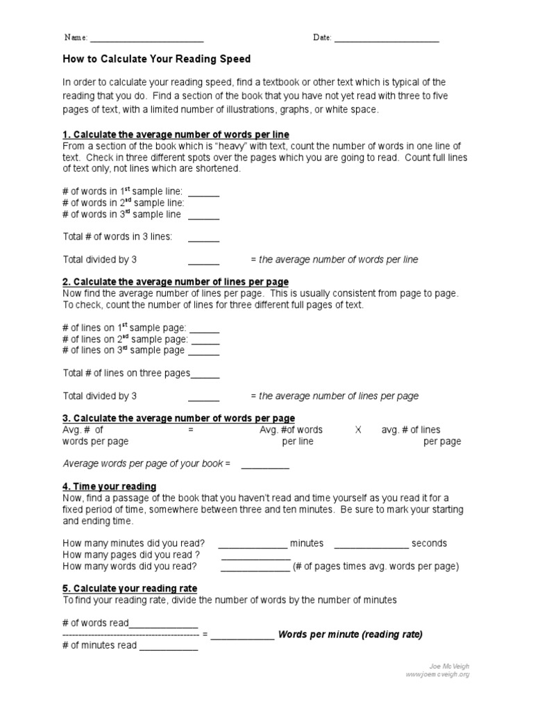 How To Calculate Your Reading Speed | PDF