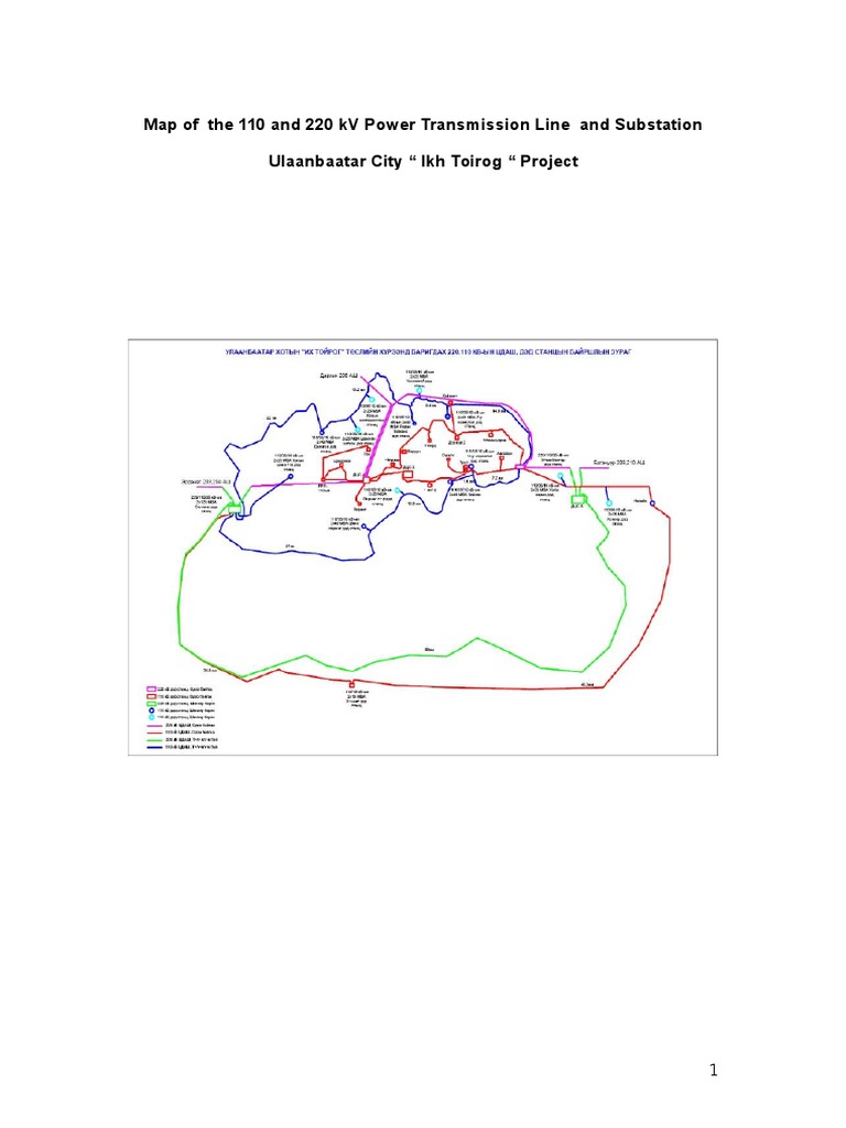 Map of The 110 and 220 KV Power Transmission Line and Substation ...
