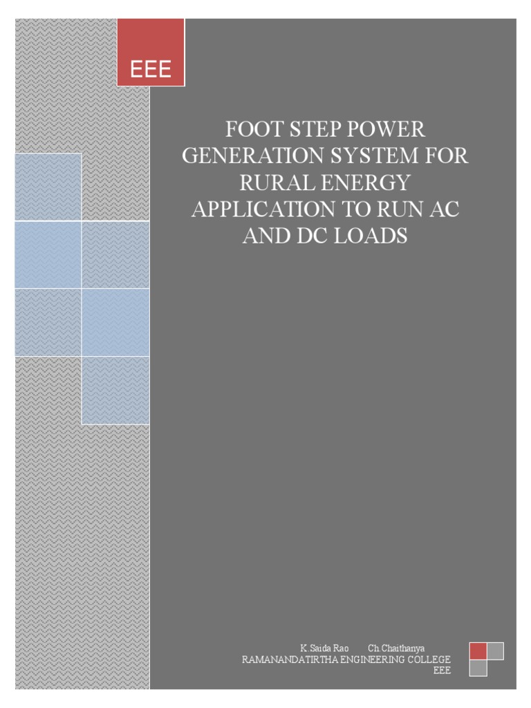 Foot Step Power Generation | PDF | Rechargeable Battery | Power Inverter