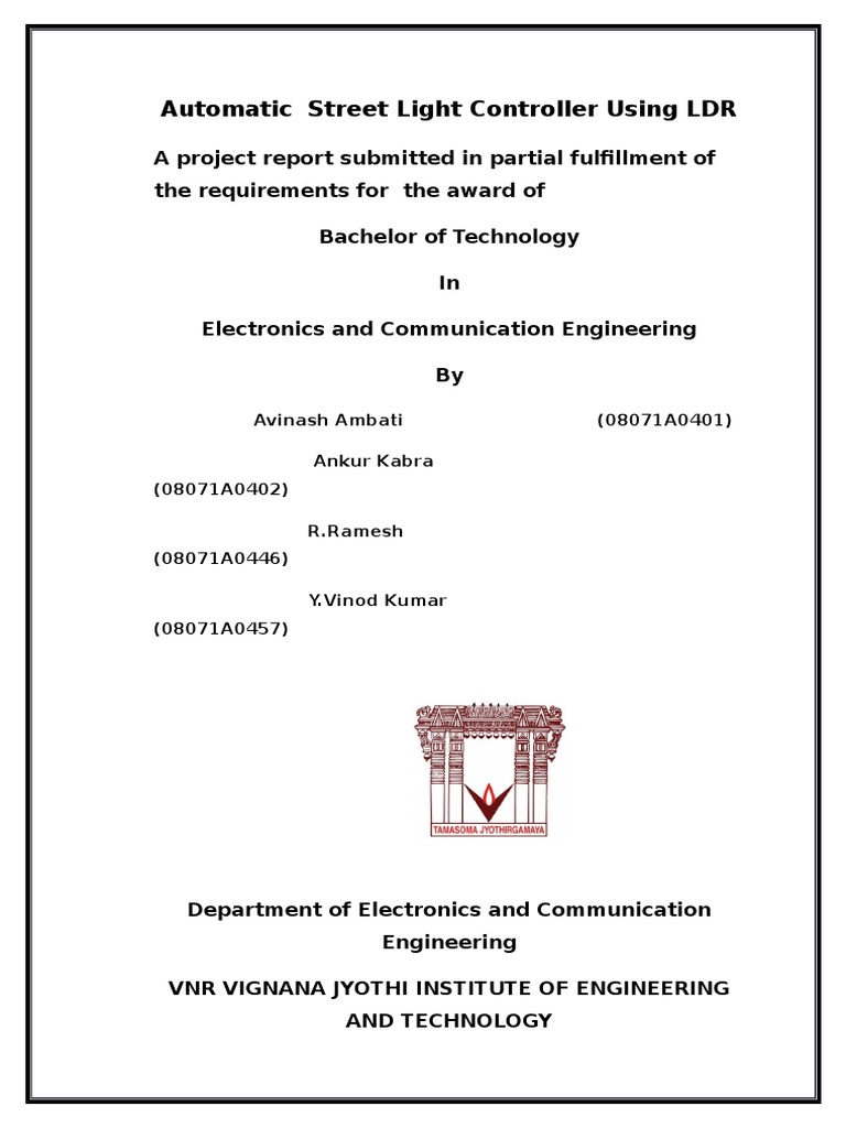 Automatic Street Light Controller Using LDR | PDF | P–N Junction ...