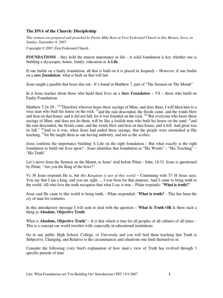 The DNA of The Church: Discipleship | PDF | Truth | Toleration