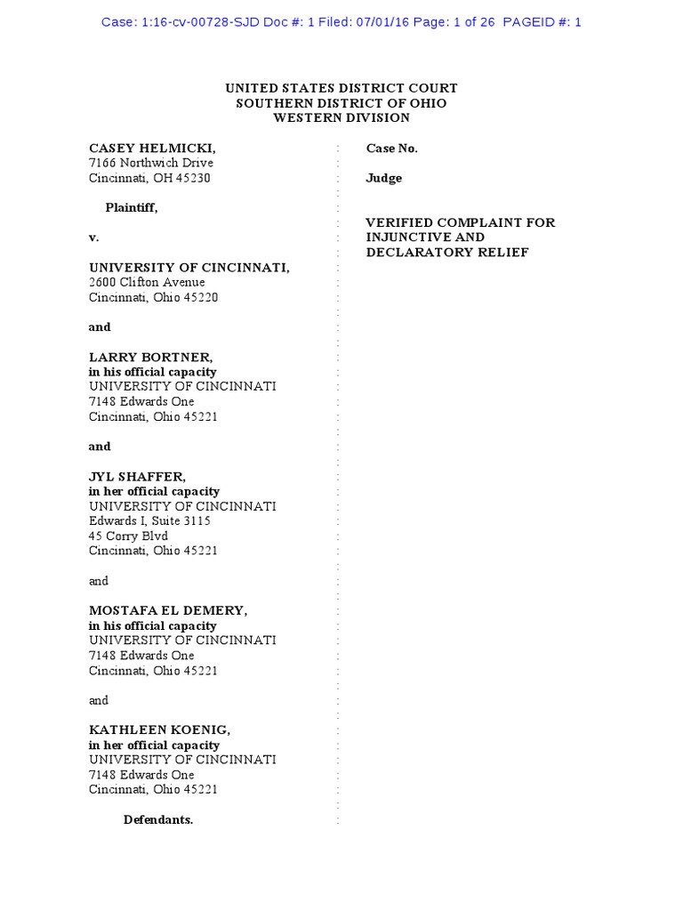 Complaint w Exhibits | Title Ix | Disparate Treatment