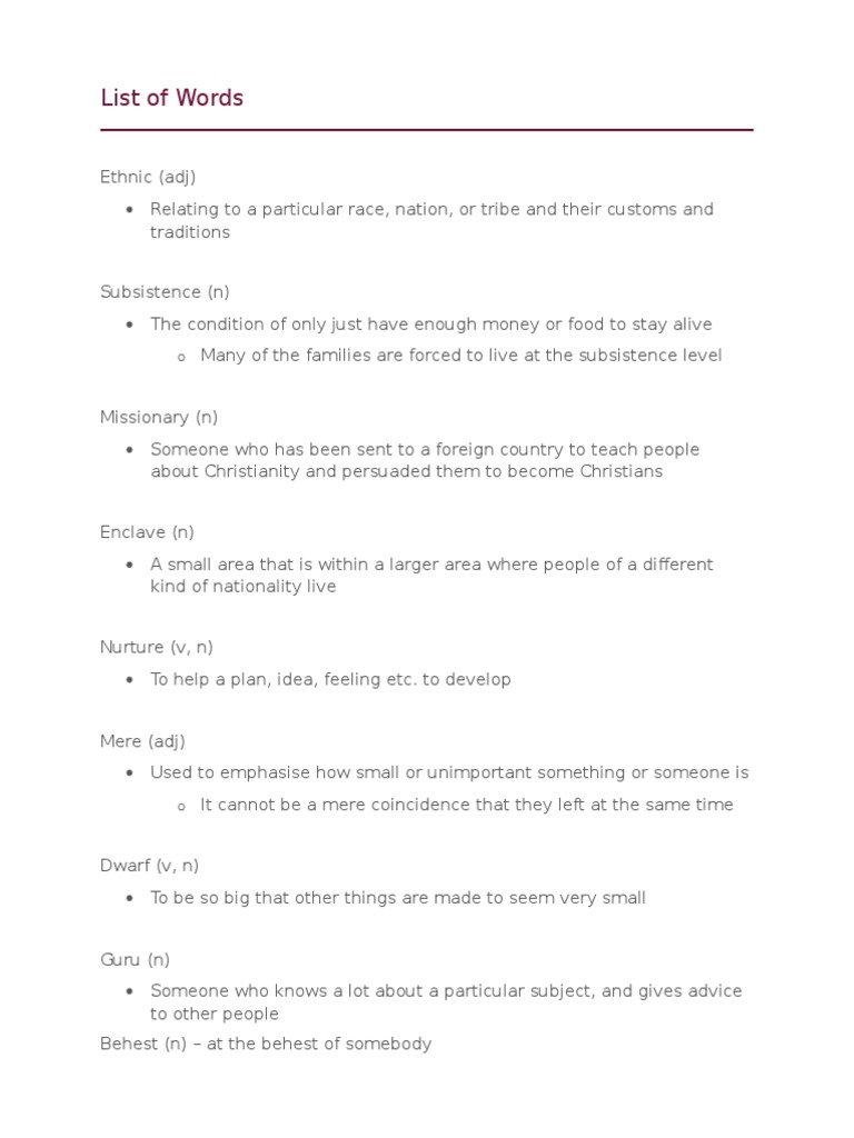 List of Words PTE Academic | PDF