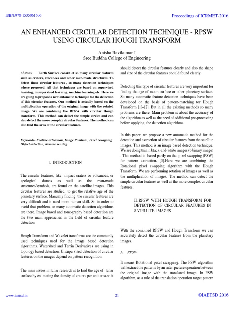Iaetsd An Enhanced Circular Detection Technique Rpsw Using Circular Hough Transform Pdf