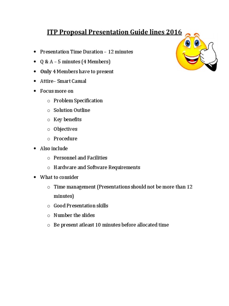 ITP Proposal Presentation Guide Lines 2016 | PDF