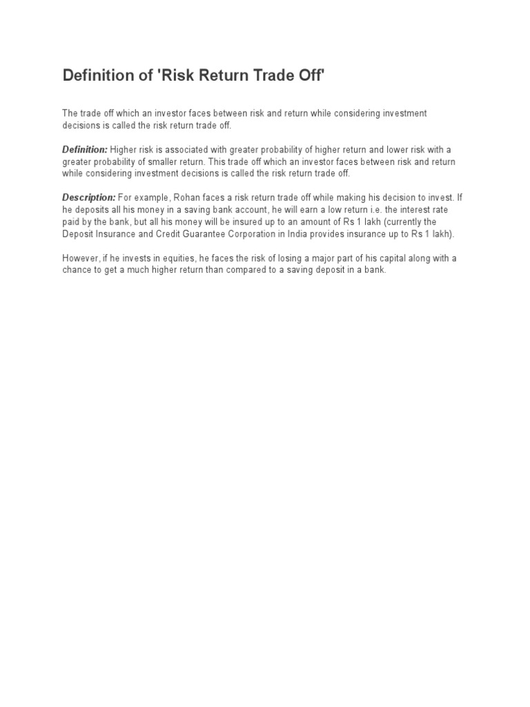 Understanding Risk-Return Trade Off | PDF