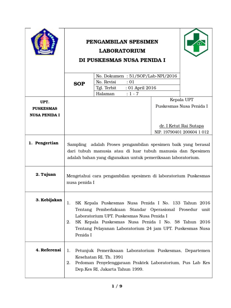 SOP 51.pengambilan Spesimen | PDF
