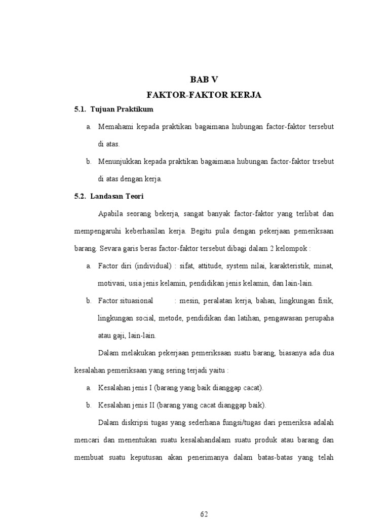 Pengaruh 5 Faktor Terhadap Kesalahan Kerja | PDF | Metode & Bahan Ajar