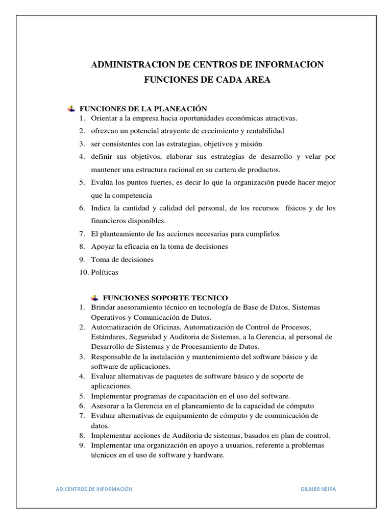 Funciones Centros de Informacion PDF | PDF | Negocios