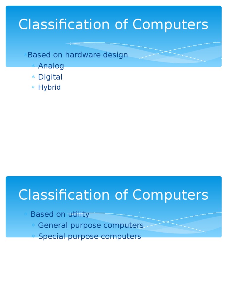 Classification of Computers | Personal Computers | Desktop Computer ...