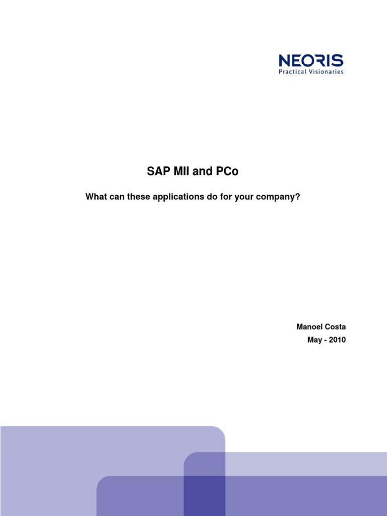 SAP MII and SAP PCo - English PDF | PDF