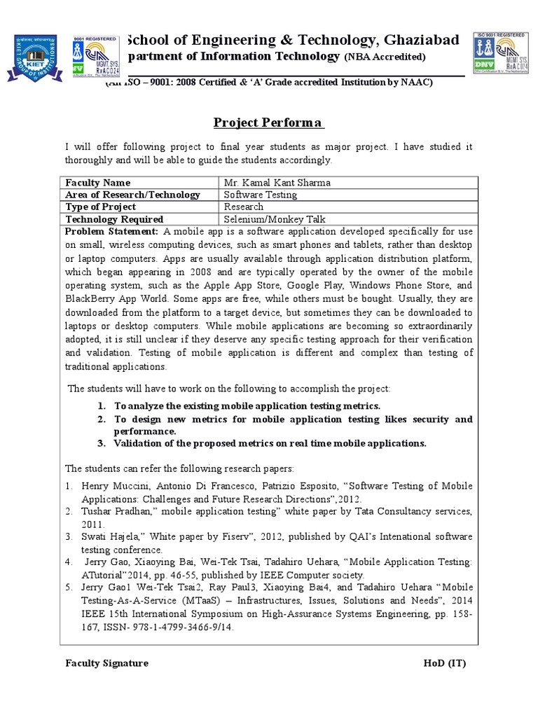 KIET School of Engineering & Technology, Ghaziabad: Project Performa ...