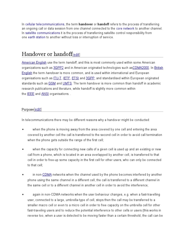 Fundamental of Handover | PDF | Technology & Engineering