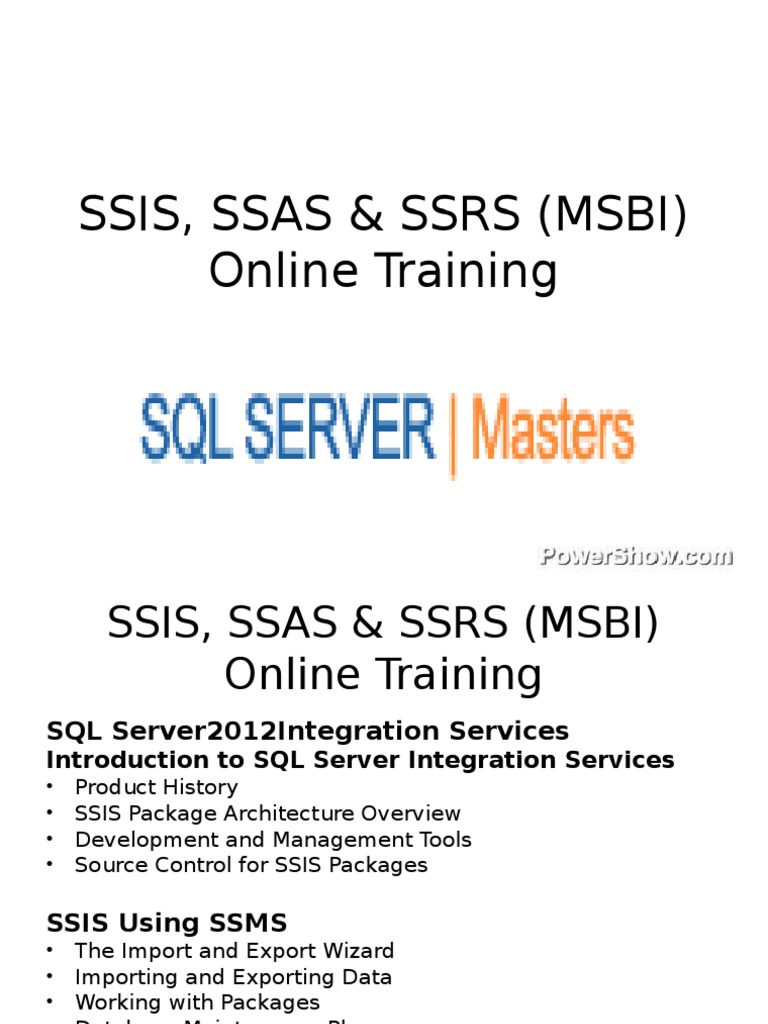 Msbi Ssis Ssas Ssrs Online Training Pdf Computer Programming