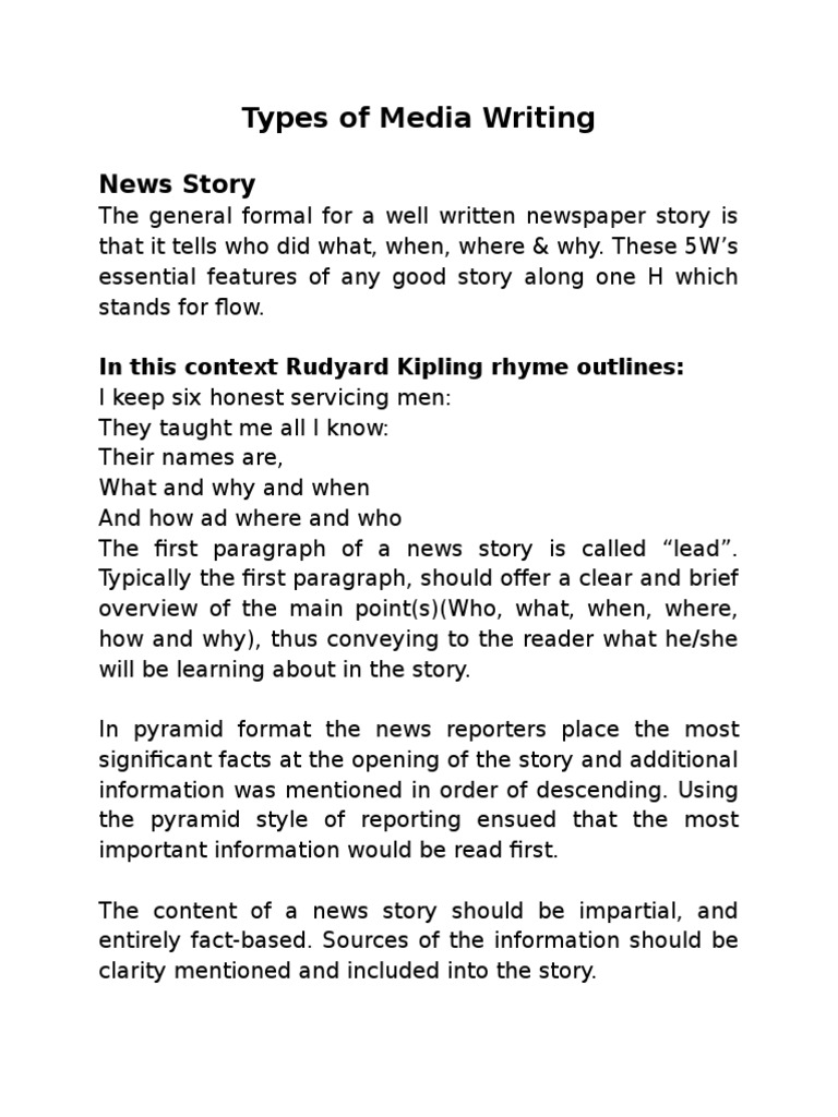 Overview of Media Writing Types | PDF | News | Newspapers
