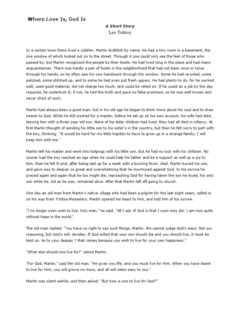Where Love Is, God Is: Leo Tolstoy | Download Free PDF | Forgiveness ...