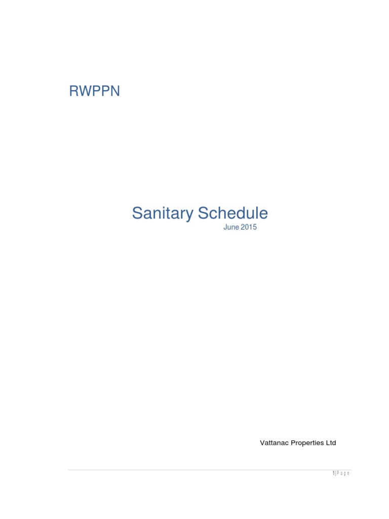 RWPPN Sanitary Schedule | PDF | Toilet | Hydraulic Engineering