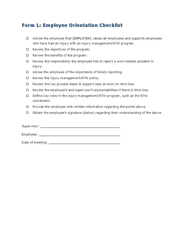 Employee Orientation Checklist | PDF