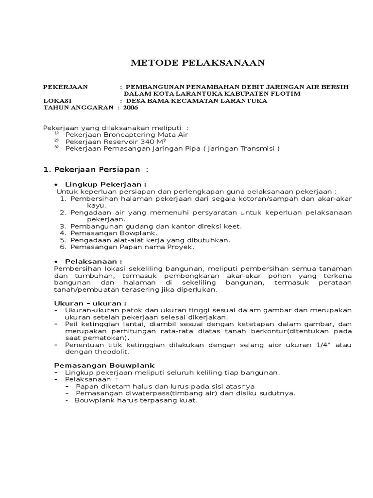 Metode Pelaksanaan Pipa | PDF