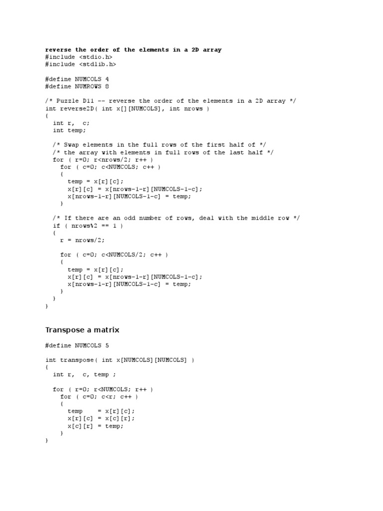 2D Array Manipulation Guide | PDF