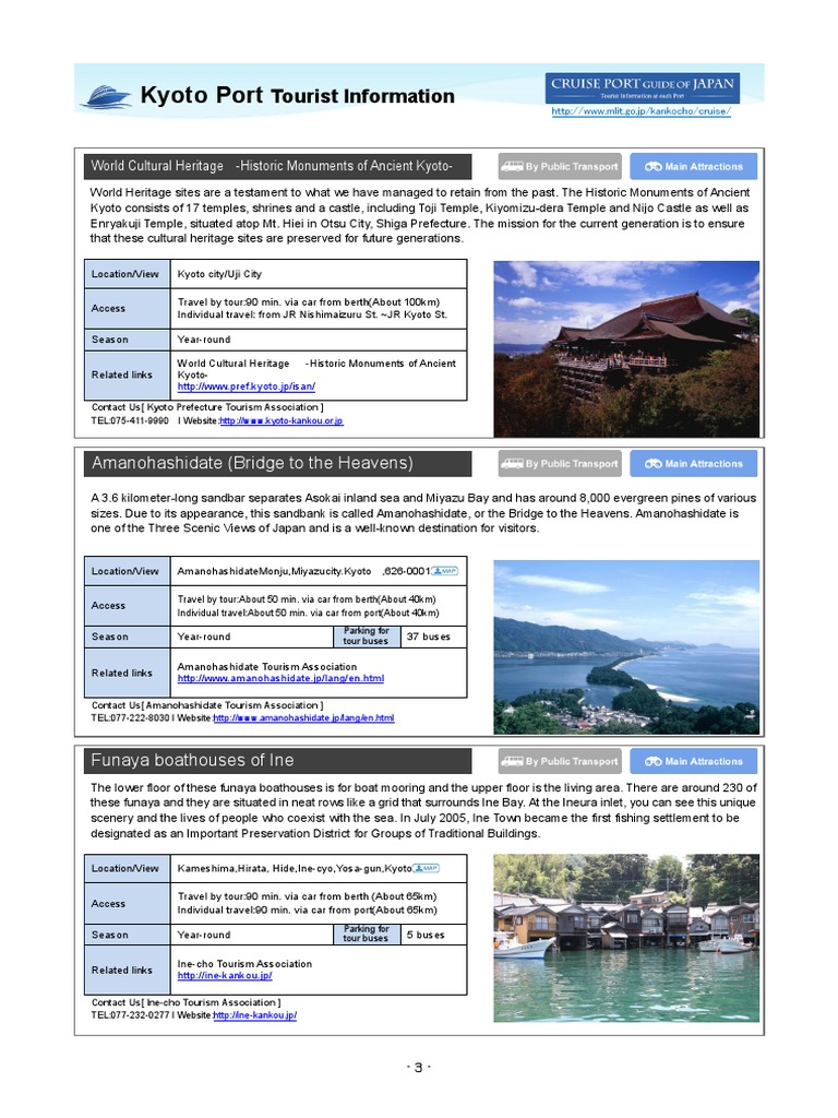 Highlights of Historic and Natural Sites to Visit from Kyoto Port | PDF