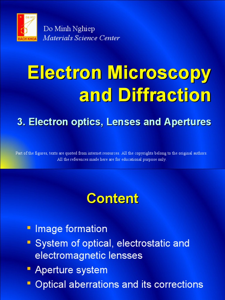 Electron Optics, Lenses and Apertures - Electron Microscopy and ...