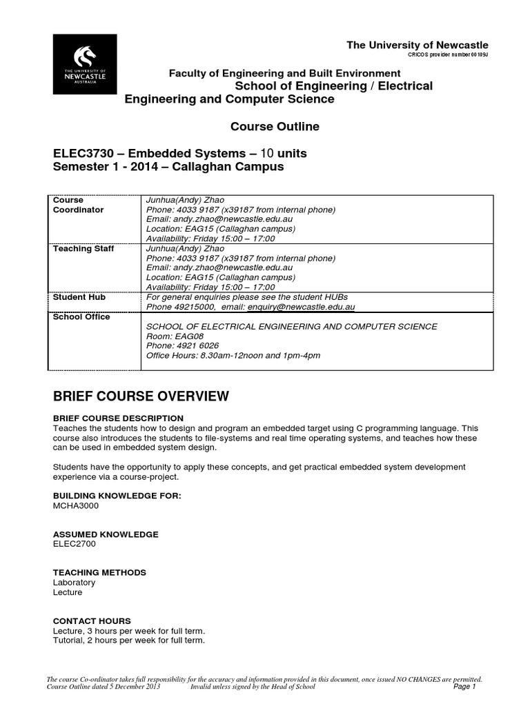 Embedded Systems Course Guide | PDF | Educational Assessment ...