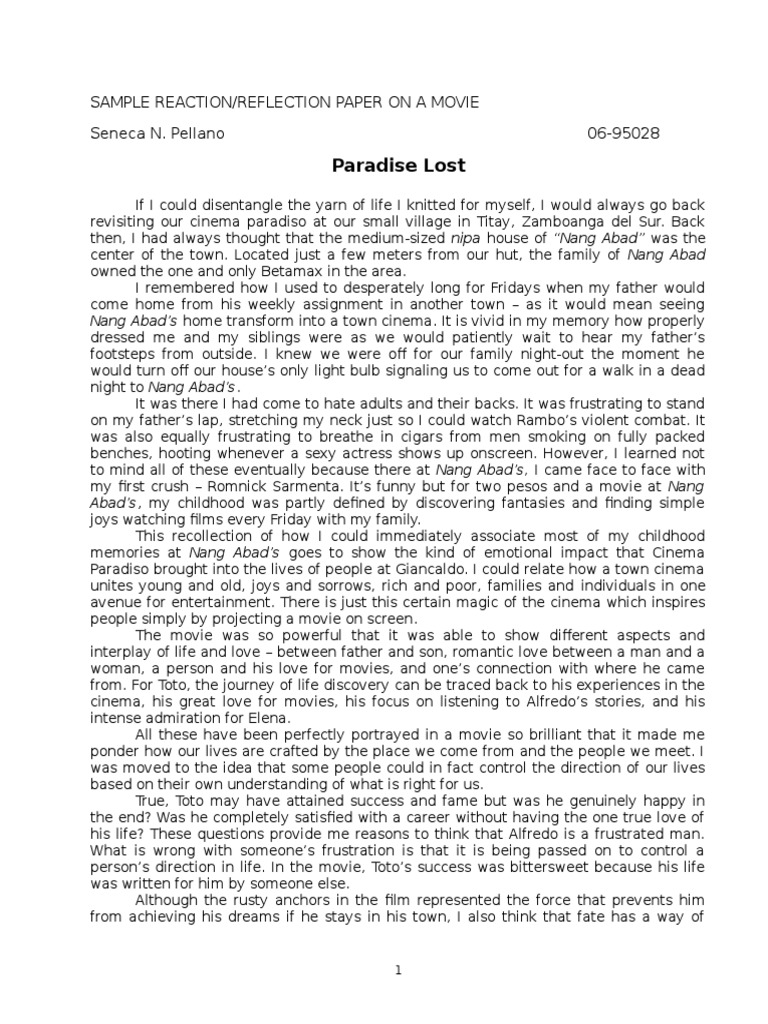 5a PARADISO Pellano - Sample Reflection Paper | PDF | Art | Mystery ...