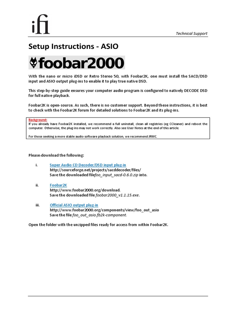 DSD Native Instructions (Foobar-ASIO) | PDF | Computing Platforms | Computer Architecture