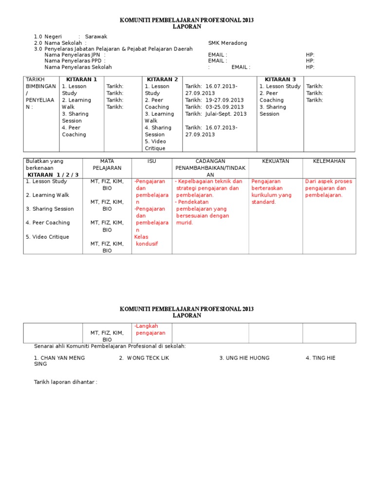 Borang Laporan PLC | PDF