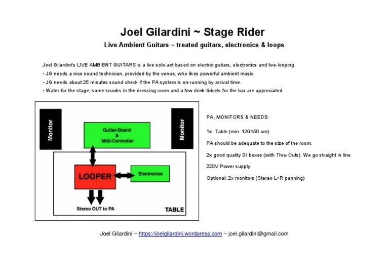Joel Gilardini Stage Rider: Live Ambient Guitars Treated Guitars ...