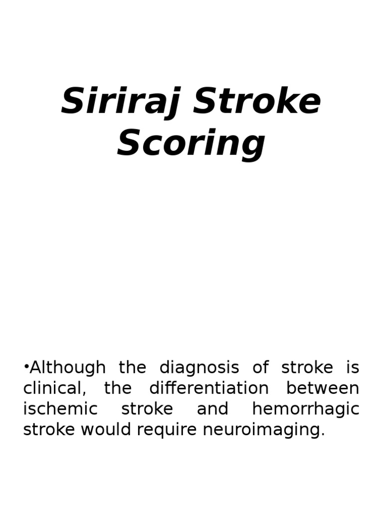 Siriraj Stroke Score Interpretation | PDF