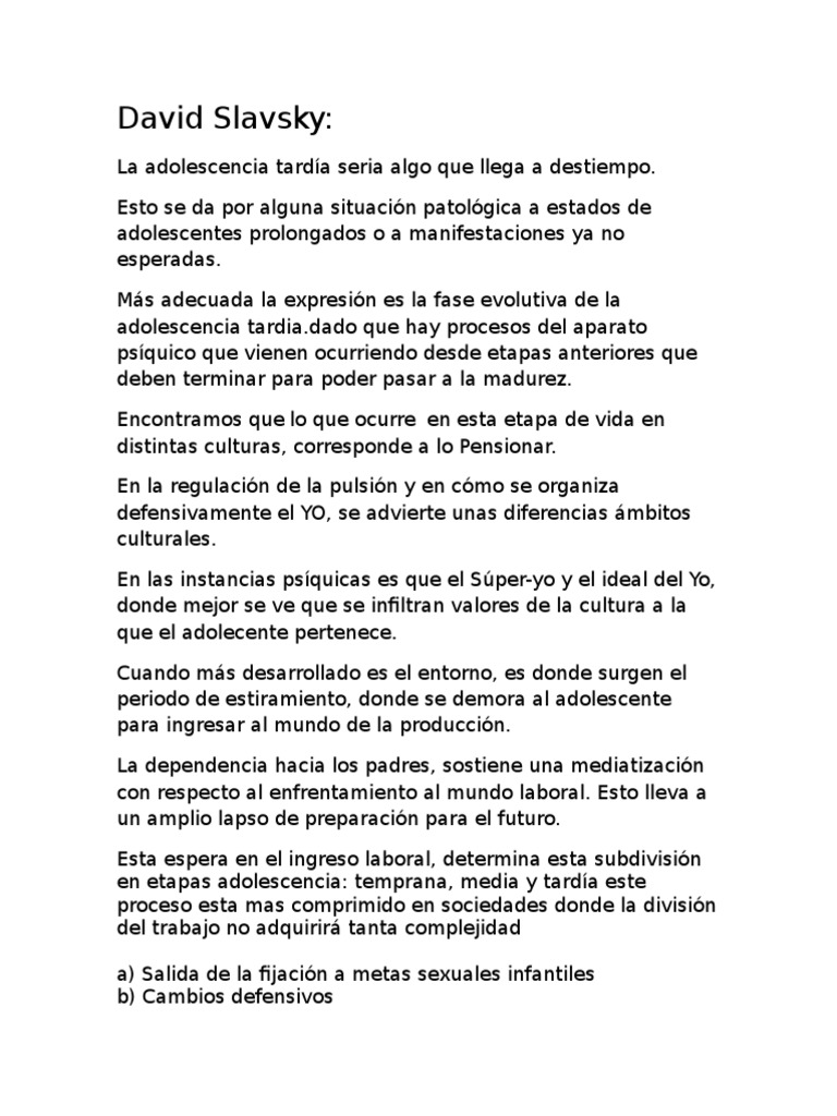 David Slavsky | PDF | Carné de identidad | Adolescencia