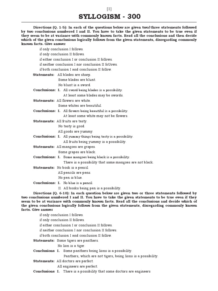 Syllogism 300 Ques | PDF | Argument | Logical Consequence