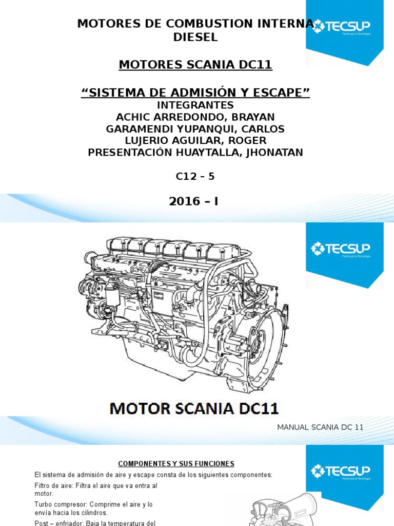 Motor Scania Dc 11 - Sistema de Admision y Escape | Turbocompresor ...