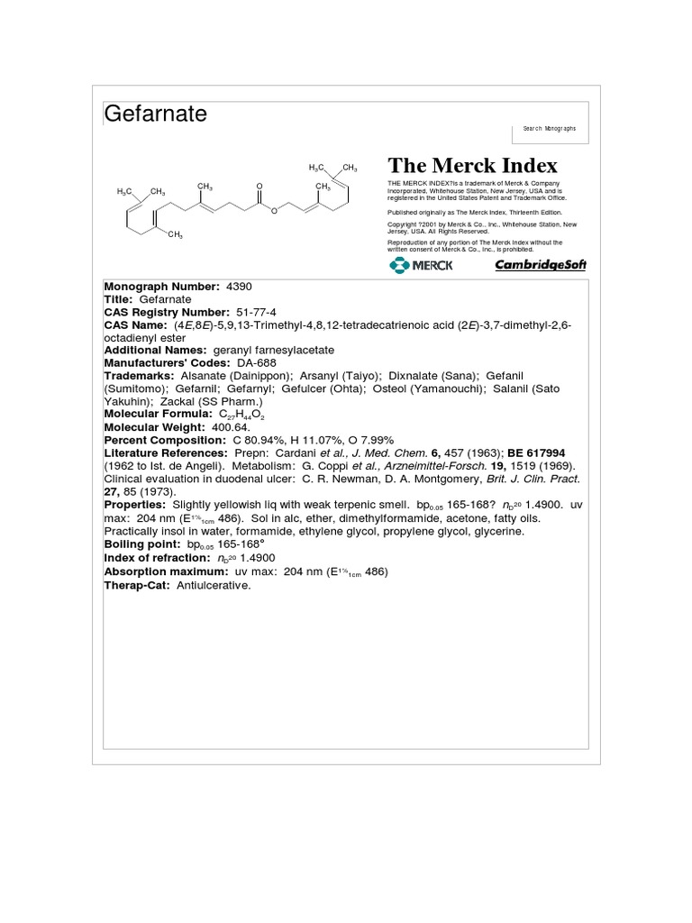 The Merck Index PDF | PDF | Chemistry | Products Of Chemical Industry