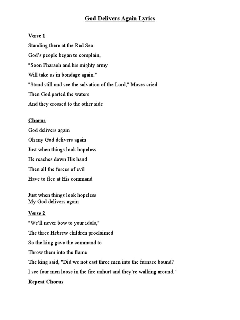 God Delivers Again Lyrics: Verse 1 | PDF | Religion & Spirituality