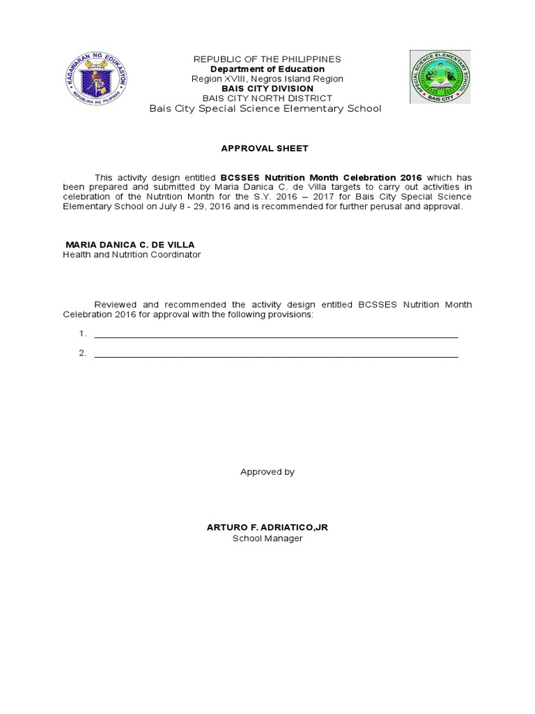 Activity Design - 2016 Nutrition Month | PDF | Educational Stages ...