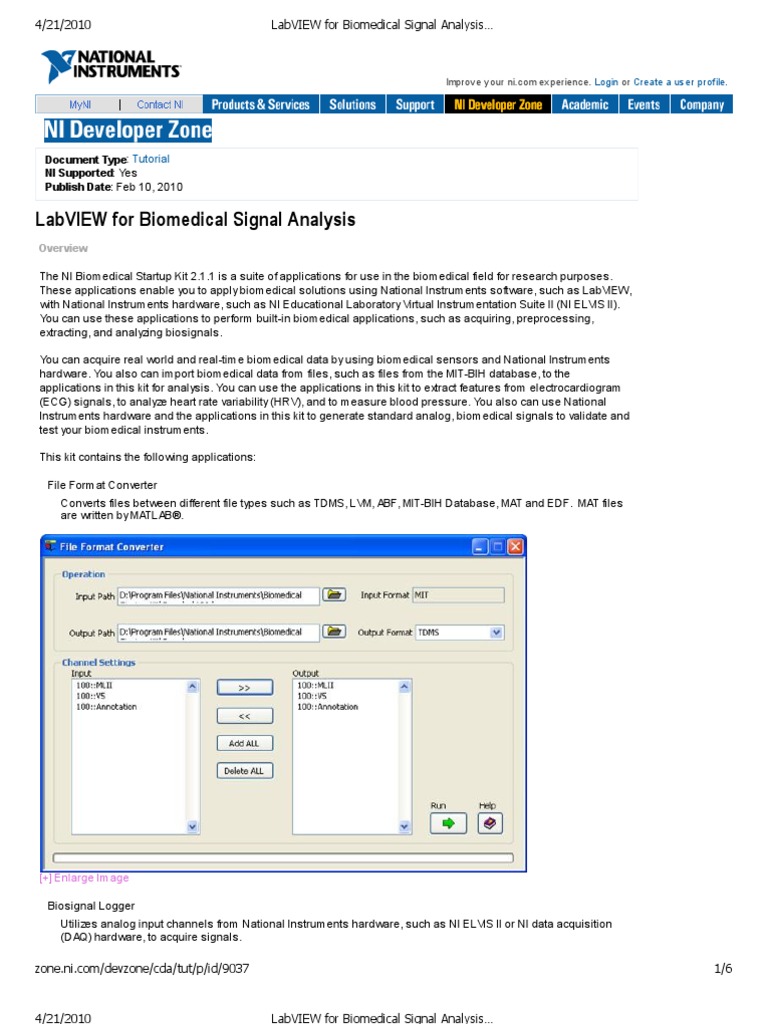 LabVIEW For Bio Medical Signal Analysis - Developer Zone - National ...