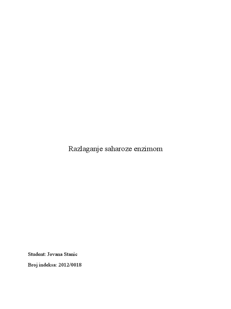 Razlaganje Saharoze Enzimom | PDF