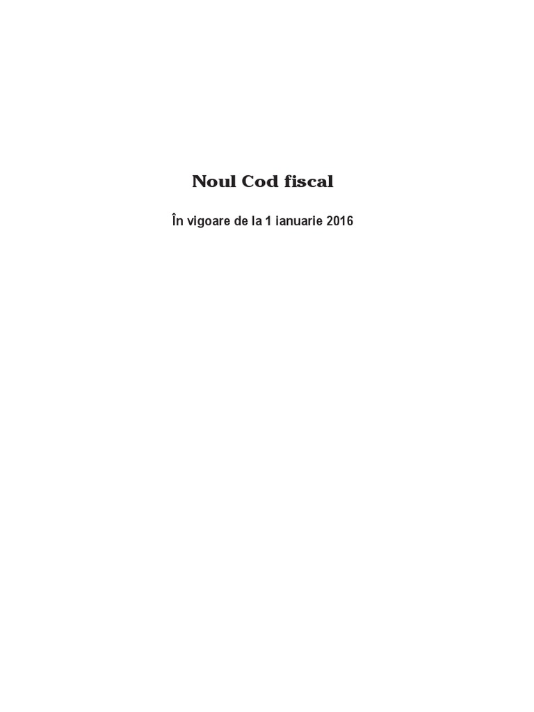 Noul Cod Fiscal | PDF