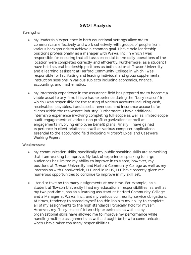 Swot Analysis | Download Free PDF | Internship | Job Hunting