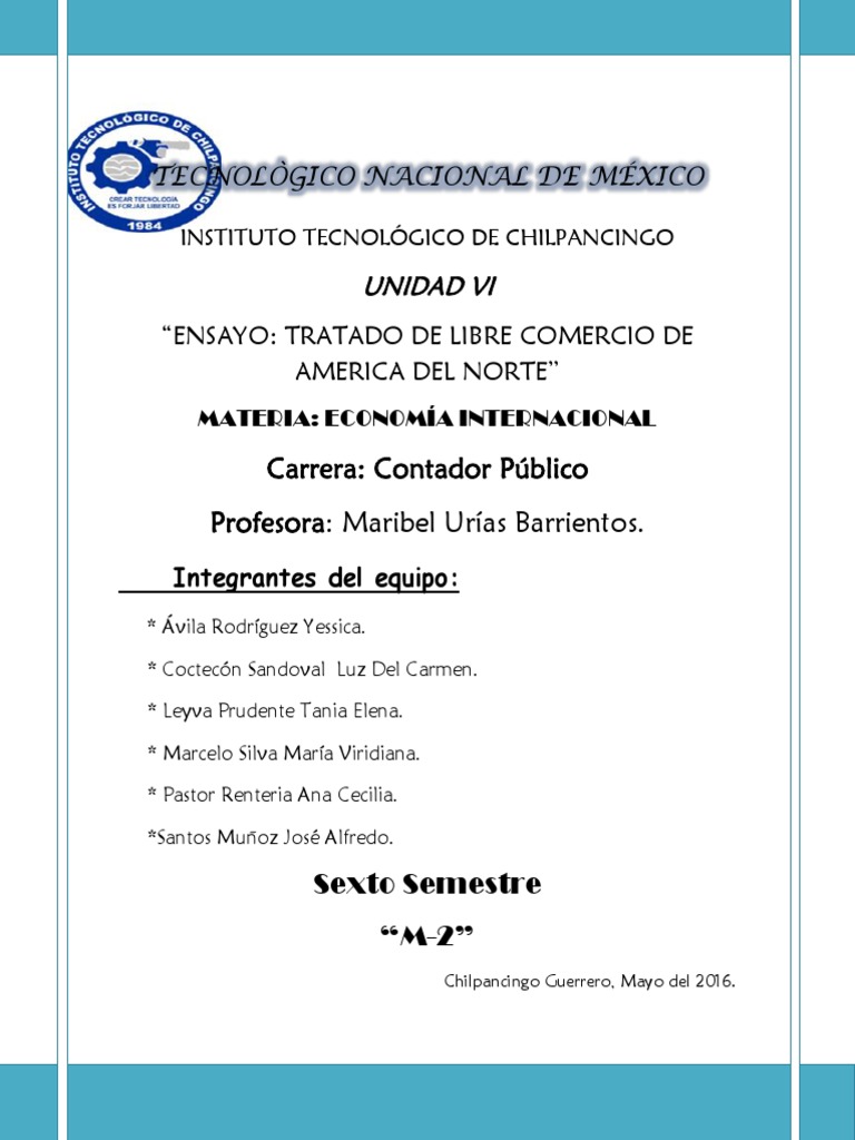Ensayo Tlcan PDF | PDF | Tratado de Libre Comercio Norteamericano | México