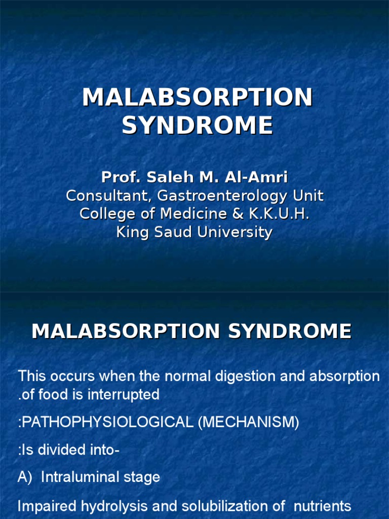 Pediatric Malabsorption Syndrome Overview | PDF | Small Intestine ...