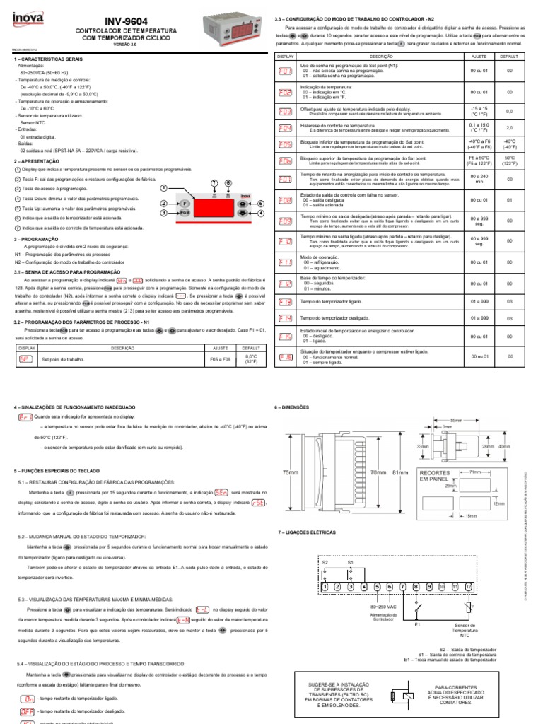 Controlador Inova Resfriador de Leite 9604 PDF | PDF | Cronômetro ...