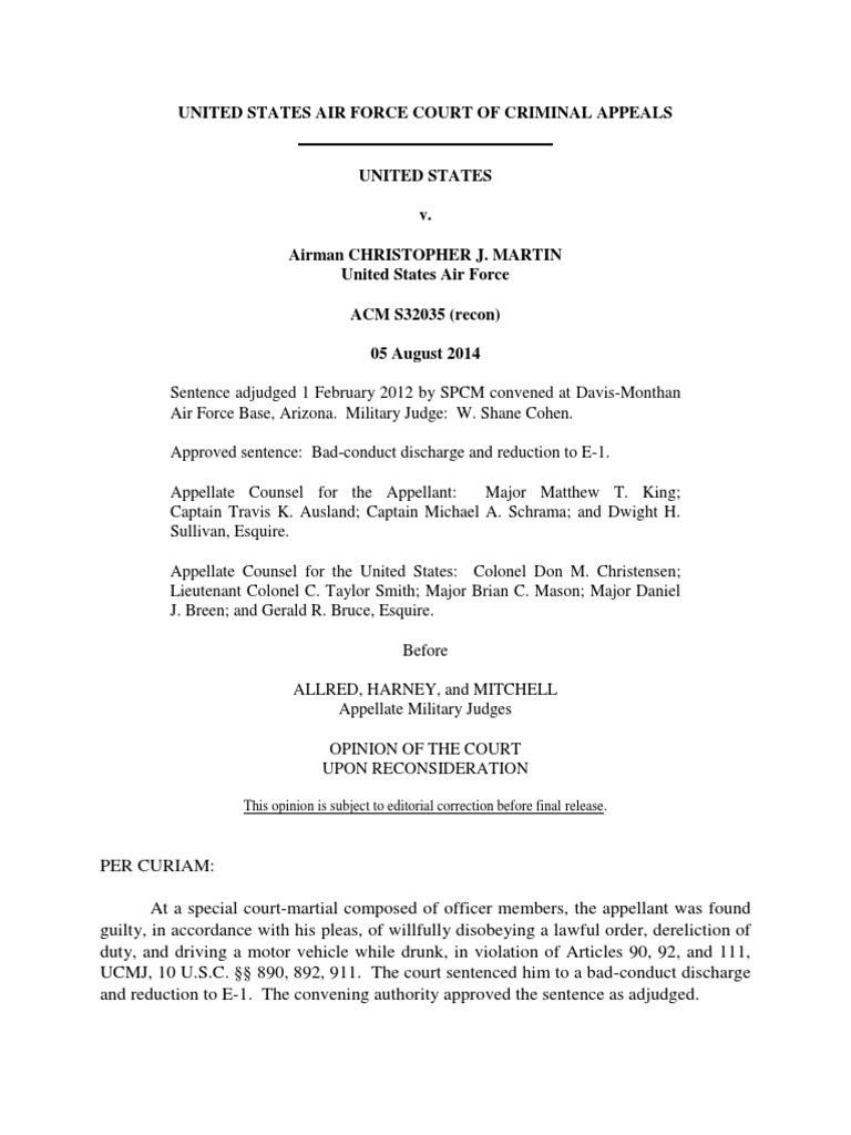 United States v. Martin, A.F.C.C.A. (2014) | PDF | United States Court ...