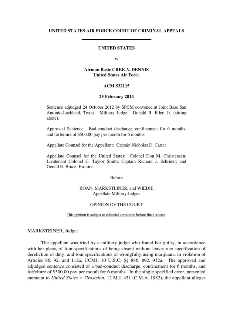 United States v. Dennis, A.F.C.C.A. (2014) | PDF | United States Court ...