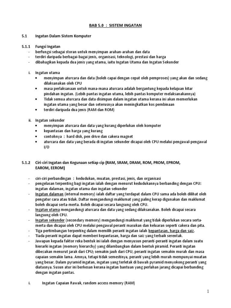Modul E4160 Unit 5 Sistem Ingatan | PDF