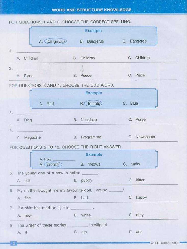 Class 1 - IEO 2014 Set A | PDF