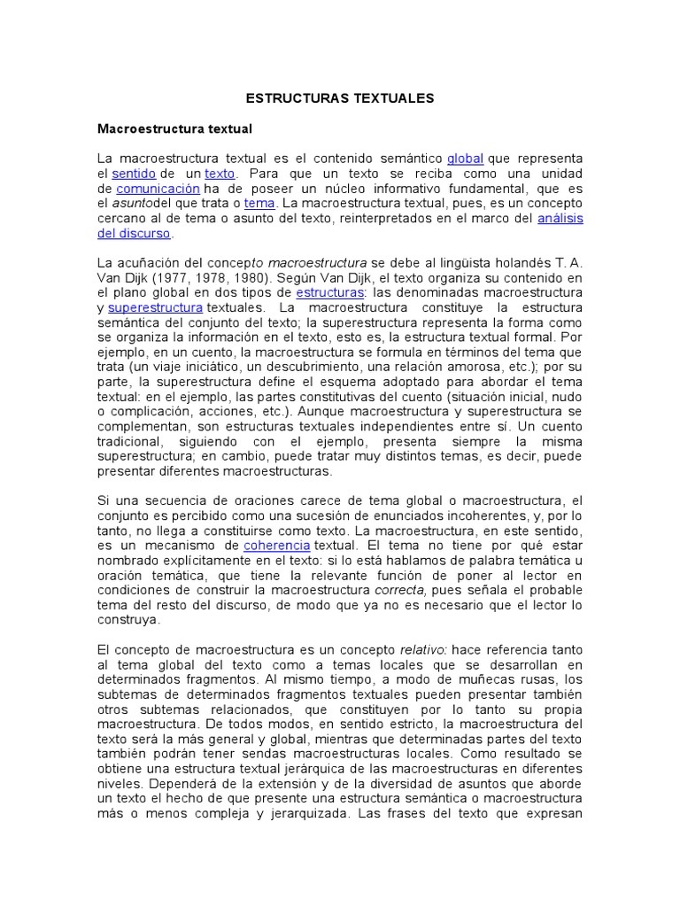 Estructuras Textuales | PDF | Lectura (proceso) | Oración (Lingüística)